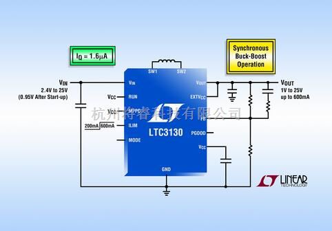 电源技术中的25V、600mA 同步降压-升压型 DC/DC 转换器仅消耗 1.6µA 静态电流 - 将睿