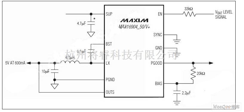 电源技术中的MAX16904同步降压转换器 - 将睿