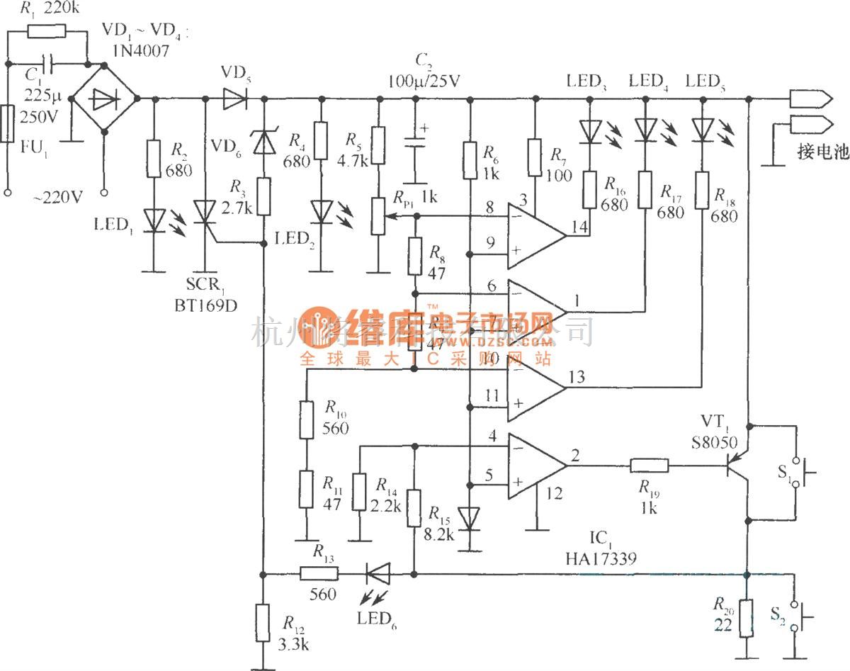 充电电路中的爱立信788旅行式充电器电路图 - 将睿