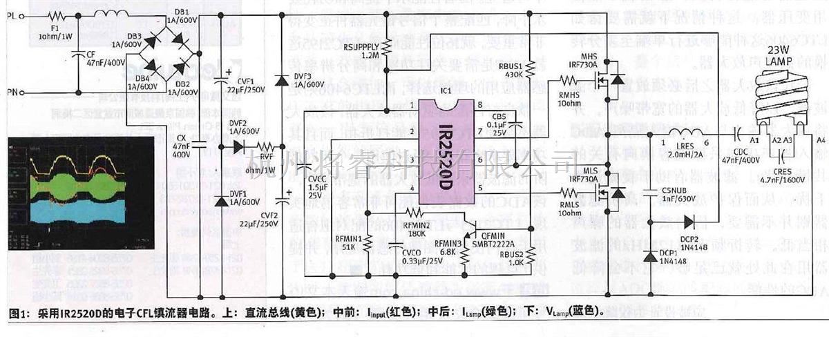 电子镇流器中的低成本紧凑型荧光灯镇流器设计电路图 - 将睿