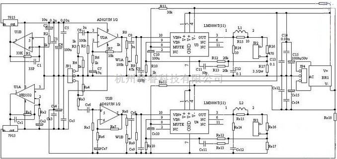 集成音频放大中的基于LM3886TF的大功率音频放大电路 - 将睿