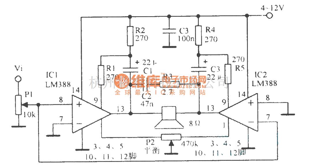 音频处理中的LM388桥式功率放大器 - 将睿