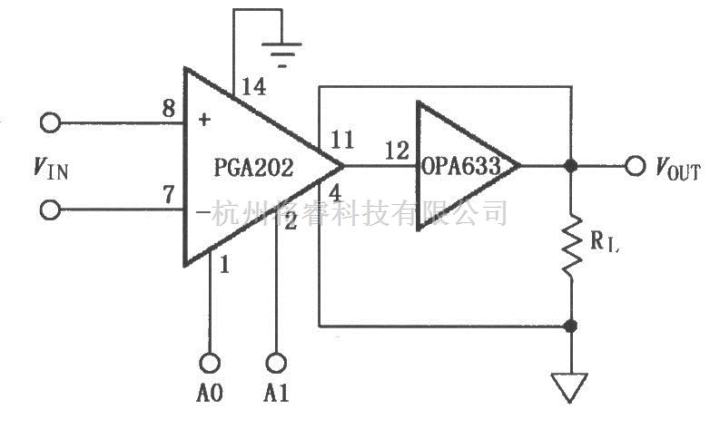 增益可调放大中的输出电流提升电路(PGA202、OPA633) - 将睿