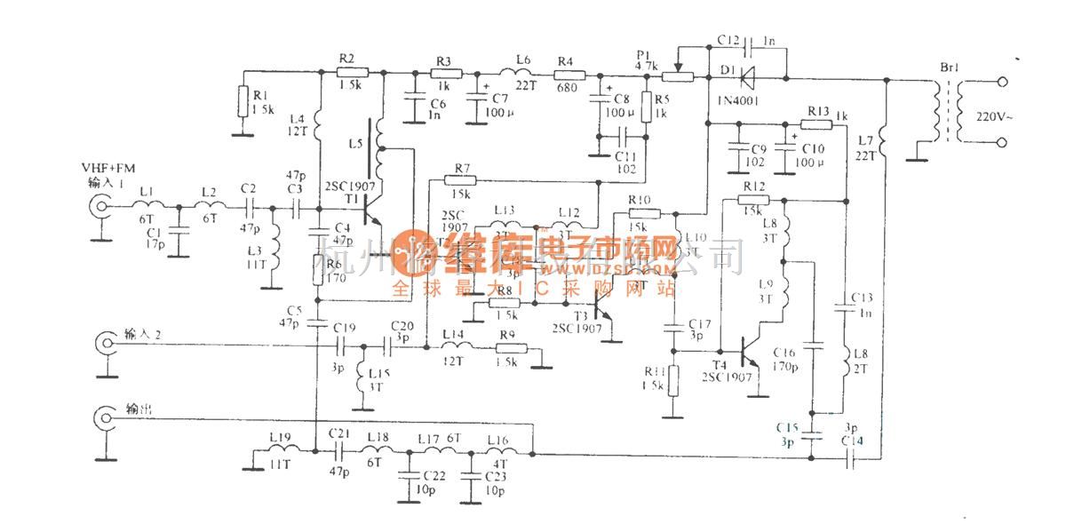 视频放大中的托勒斯全频道天线放大电路改进型 - 将睿