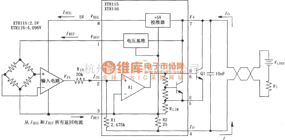 电流环放大中的XTR115/116基本连接电路 - 将睿