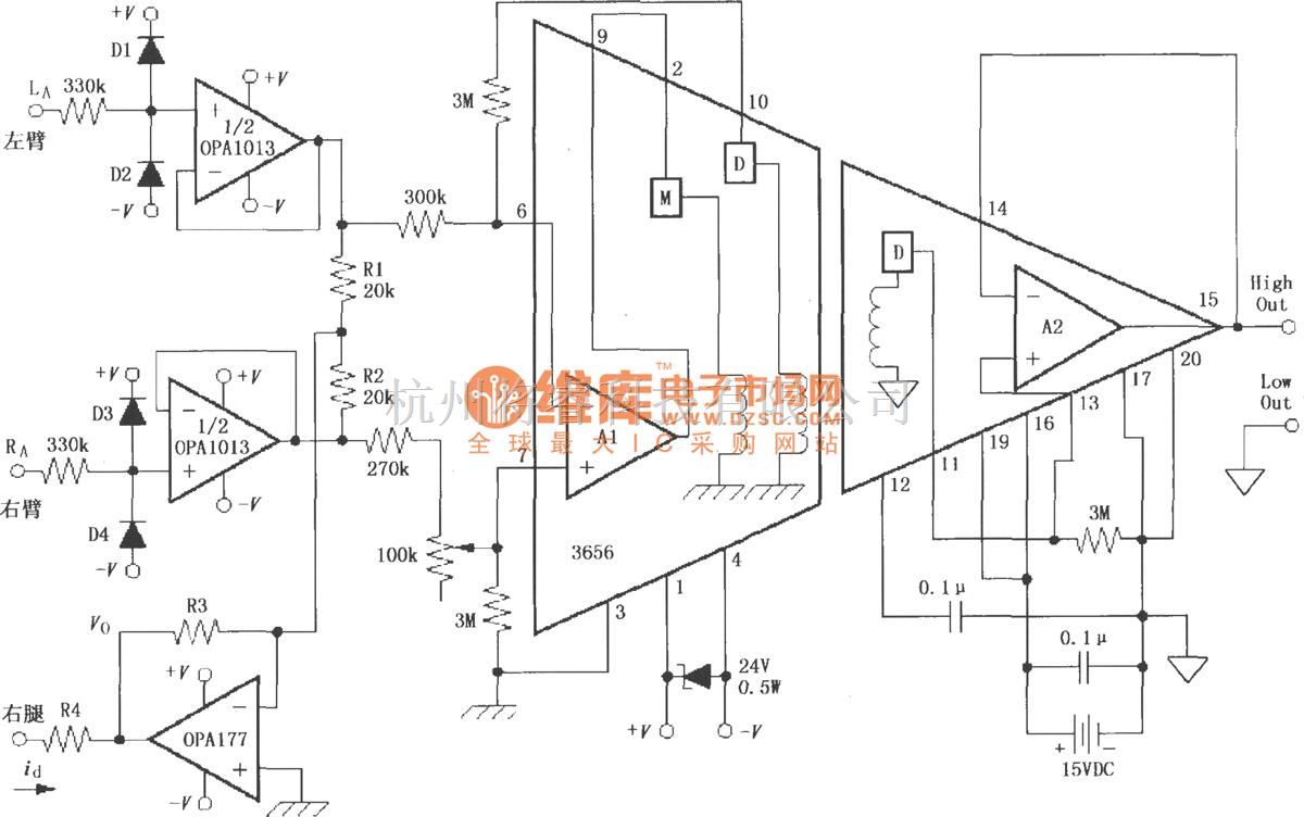 耦合隔离放大中的由3656构成的驱动右腿放大电路 - 将睿