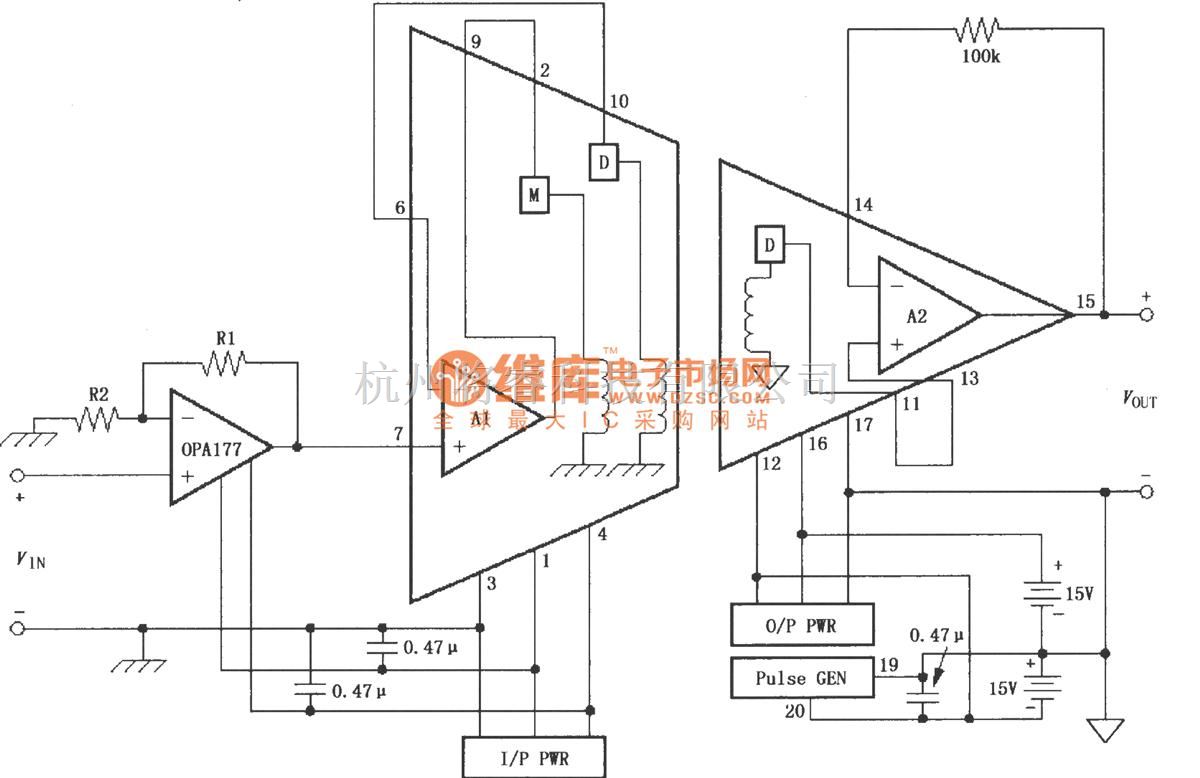 耦合隔离放大中的由3656构成的低电平信号隔离放大电路 - 将睿