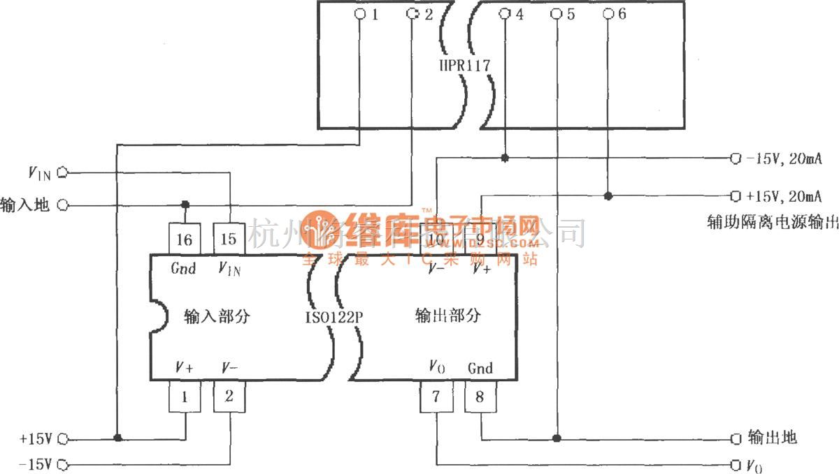耦合隔离放大中的ISO122P／124的输入侧电源隔离放大电路 - 将睿