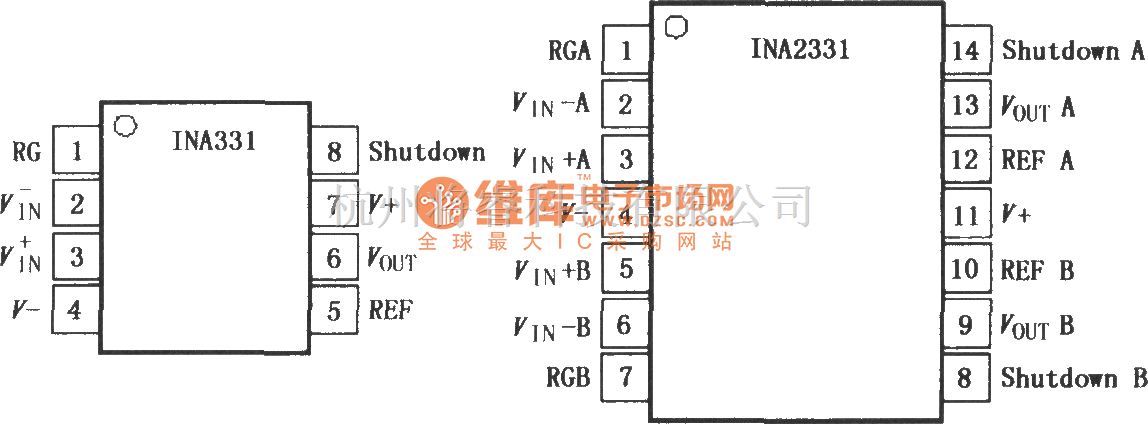 仪表放大器中的INA331／332低功率单电源CMOS仪表放大器 - 将睿