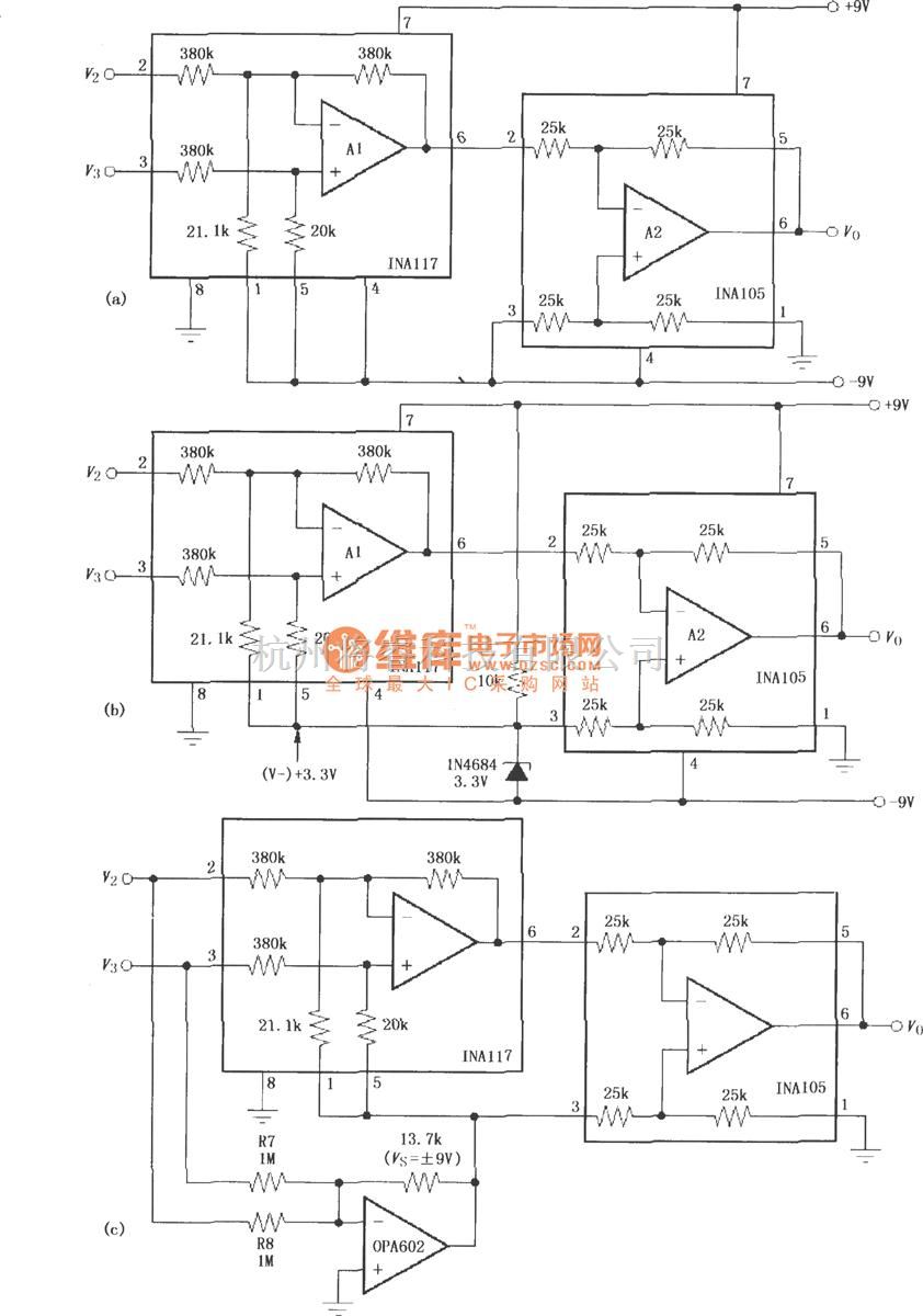 仪表放大器中的INA117构成的3种典型电路 - 将睿