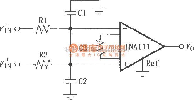 仪表放大器中的INA111输入低通滤波电路 - 将睿
