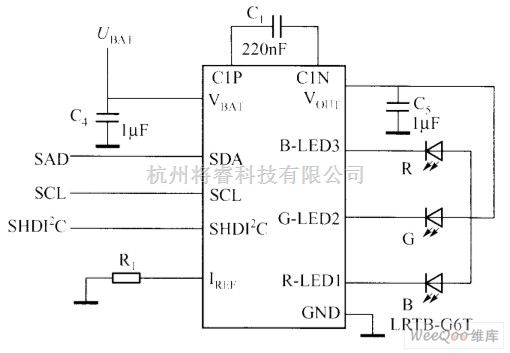 LED电路中的具备I2C控制接口的典型RGB LED驱动芯片应用电路图 - 将睿