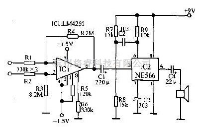 基础电路中的NE566等元件构成的心电图测试电路 - 将睿