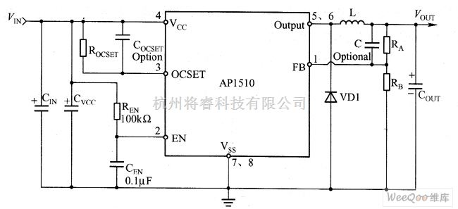 基础电路中的AP1510典型应用电路图 - 将睿
