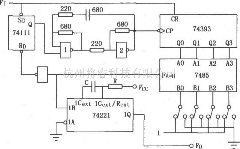 控制电路中的由比较器74LS85组成的延时电路 - 将睿