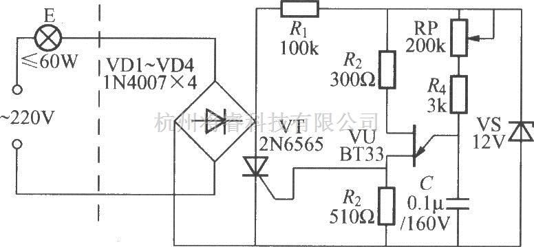 灯光控制中的单结晶体管触发的单向闸管调光灯电路(1) - 将睿