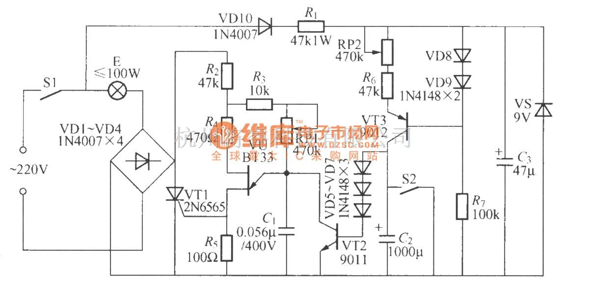 灯光控制中的调光定时两用台灯电路 - 将睿