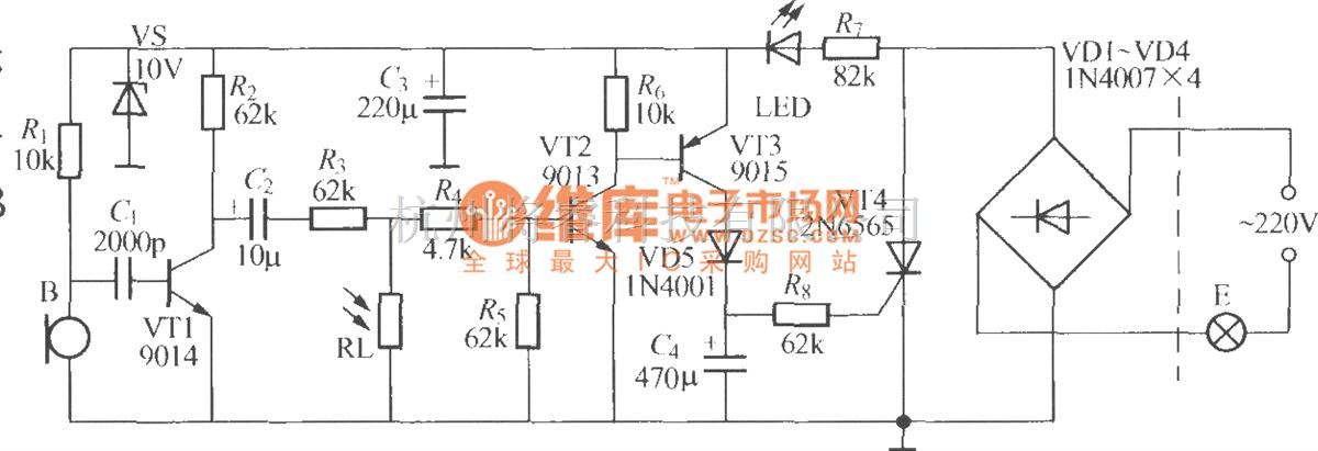 灯光控制中的立元件声光控楼梯延迟开关电路(3) - 将睿