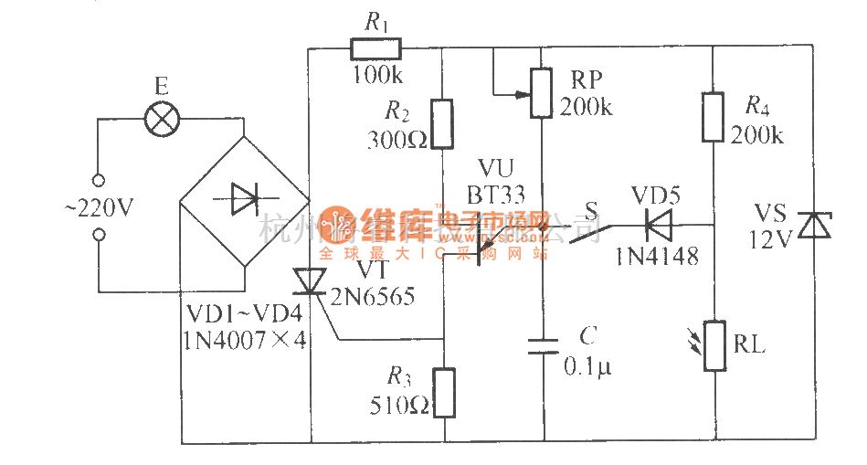 灯光控制中的具有稳光功能的晶闸管调光灯电路(2) - 将睿