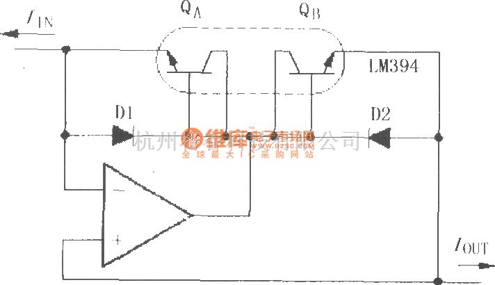 对数/跨导放大电路中的对数与对数比率放大器LOG100的电流反向输入电路 - 将睿