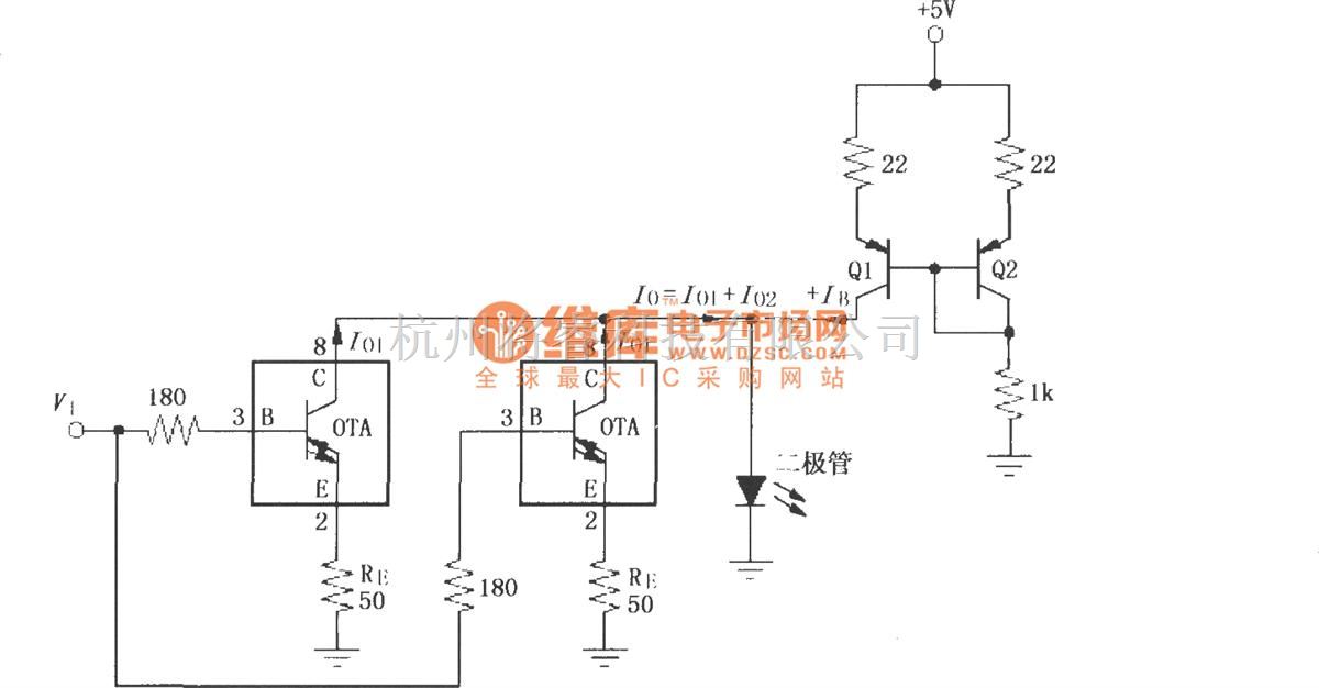 对数/跨导放大电路中的由两个宽带跨导型运算放大和缓冲器OPA660构成的高速电流驱动器 - 将睿