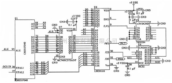 单片机制作中的单片机控制FRAM的原理电路图 - 将睿