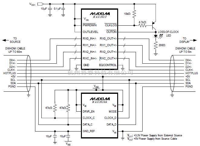 综合电路中的电缆扩展器盒或电缆终端应用的典型电路图 - 将睿
