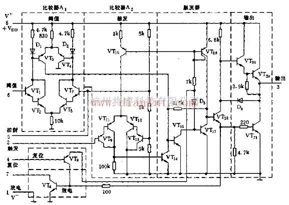 介绍CA555时基电路的内部等效电路 - 将睿