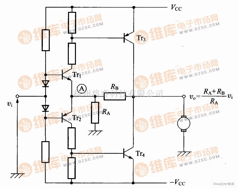 采用NPN和PNP的均衡型直流放大电路图 - 将睿